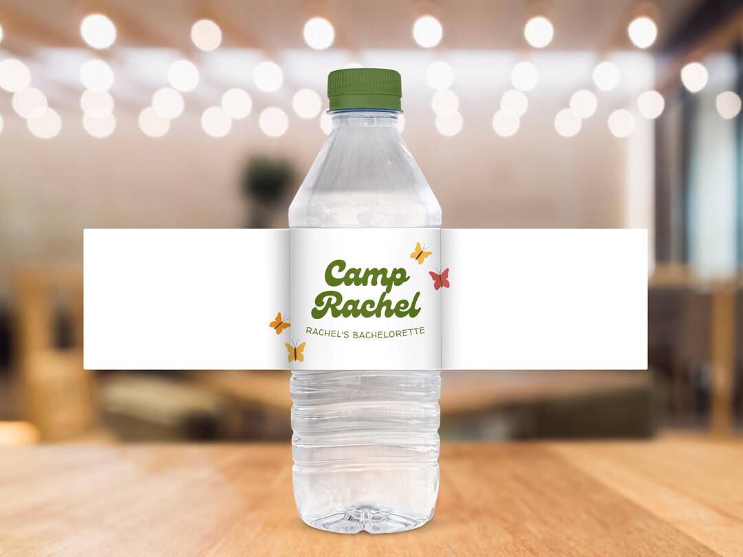 Custom Camp Water Bottle Labels for Bachelorette Party, Bridal Shower ...