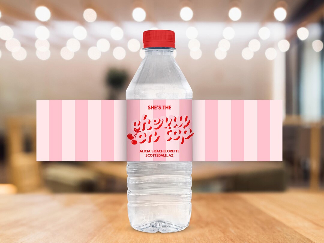 Cherry Straws Cherry On Top Water Bottle Labels - Shes The Cherry ...