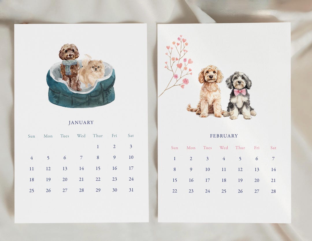 2026 Dog Desk Calendar: Watercolor Seasonal Illustrations, Gold Stand ...