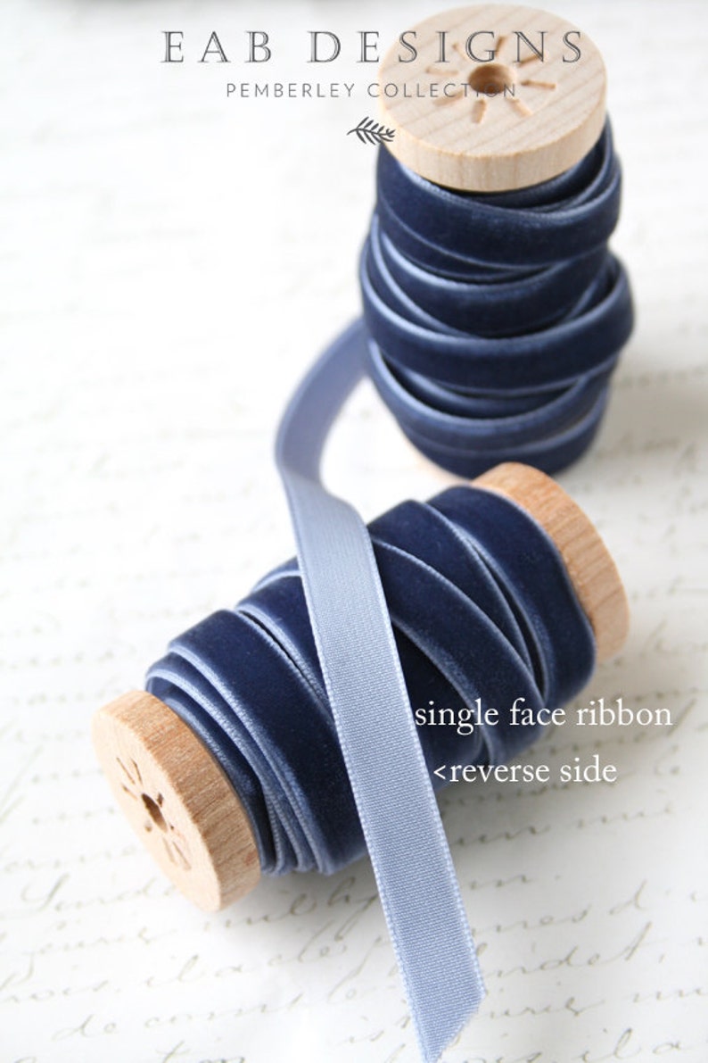 Slate Blue Velvet Ribbon 3/8 1/2 Slate Velvet - Etsy