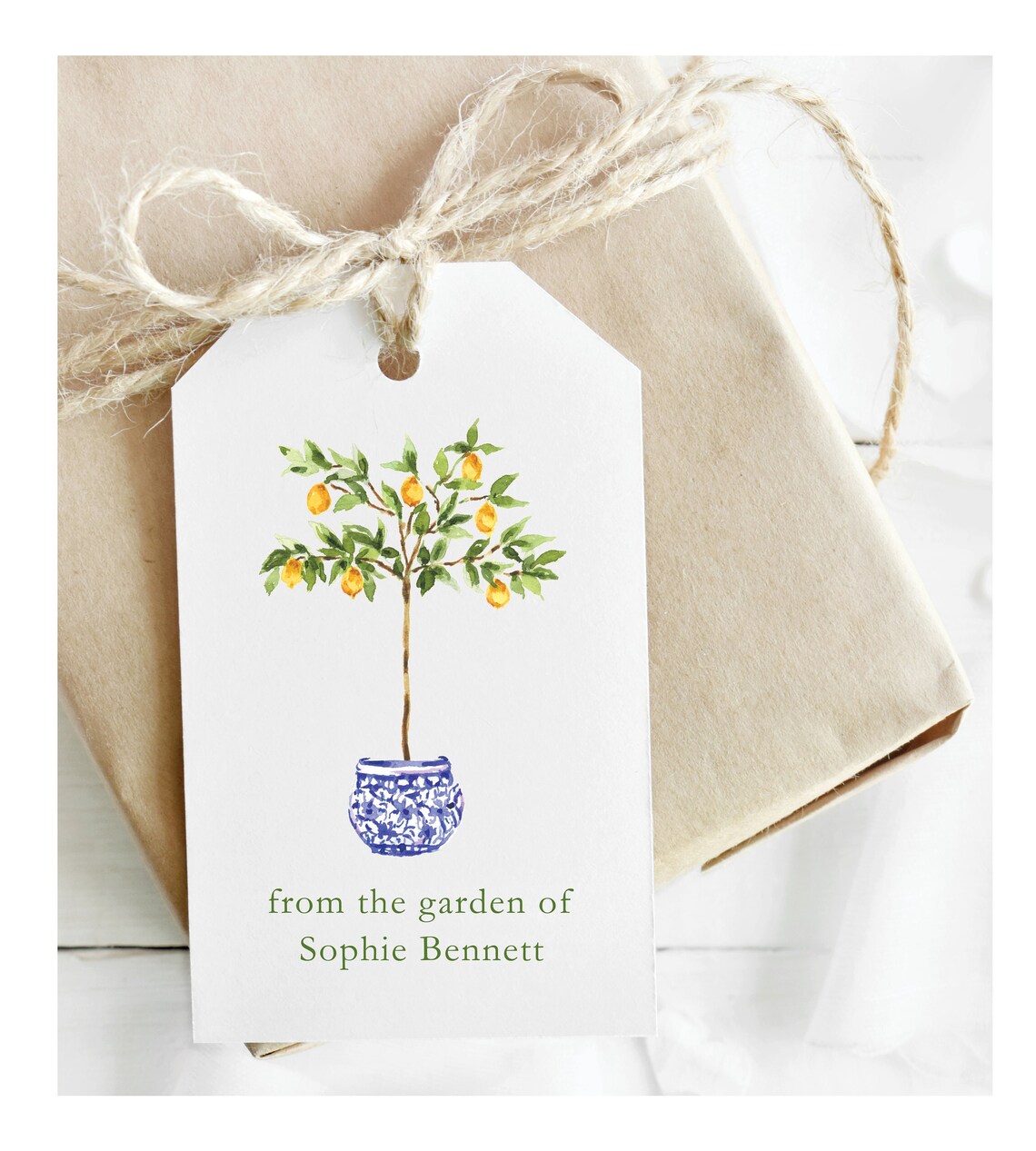 Personalized Lemon Tree Gift Tags: Watercolor Gardener Gift, From the ...