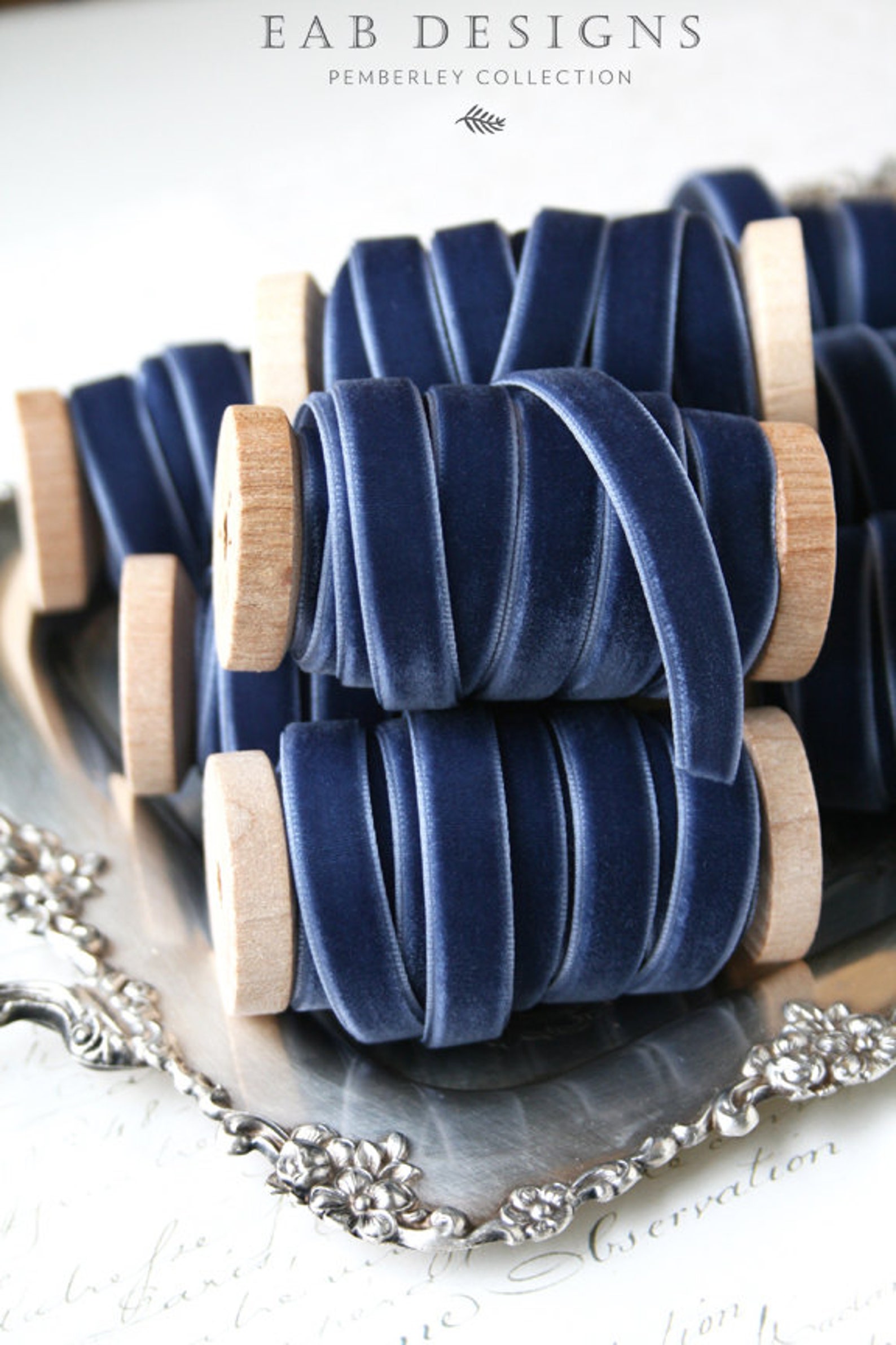 Slate Blue Velvet Ribbon, 3/8 1/2, Slate Velvet Ribbon, Velvet Ribbon ...