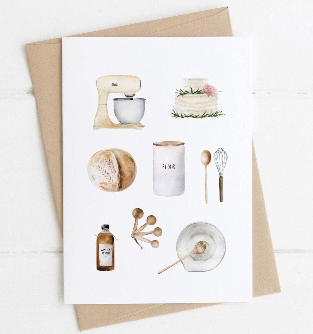 Baking Note Card Set: Watercolor, Baker's Gift - Etsy