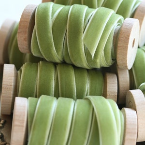 Sage Velvet Ribbon, 3/8 5/8 1 Velvet Ribbon, Velvet Ribbon Spool, Green ...