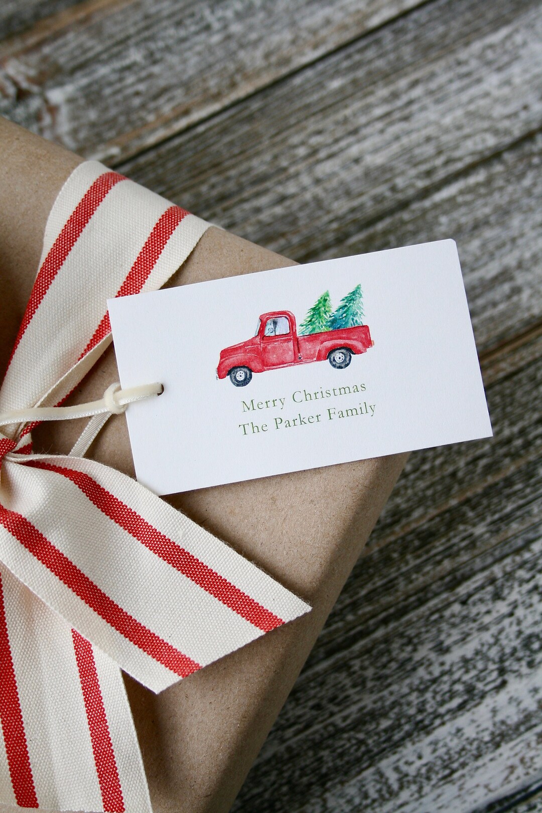 Christmas Gift Tags, Personalized Christmas Tags, Red Truck With Tree ...