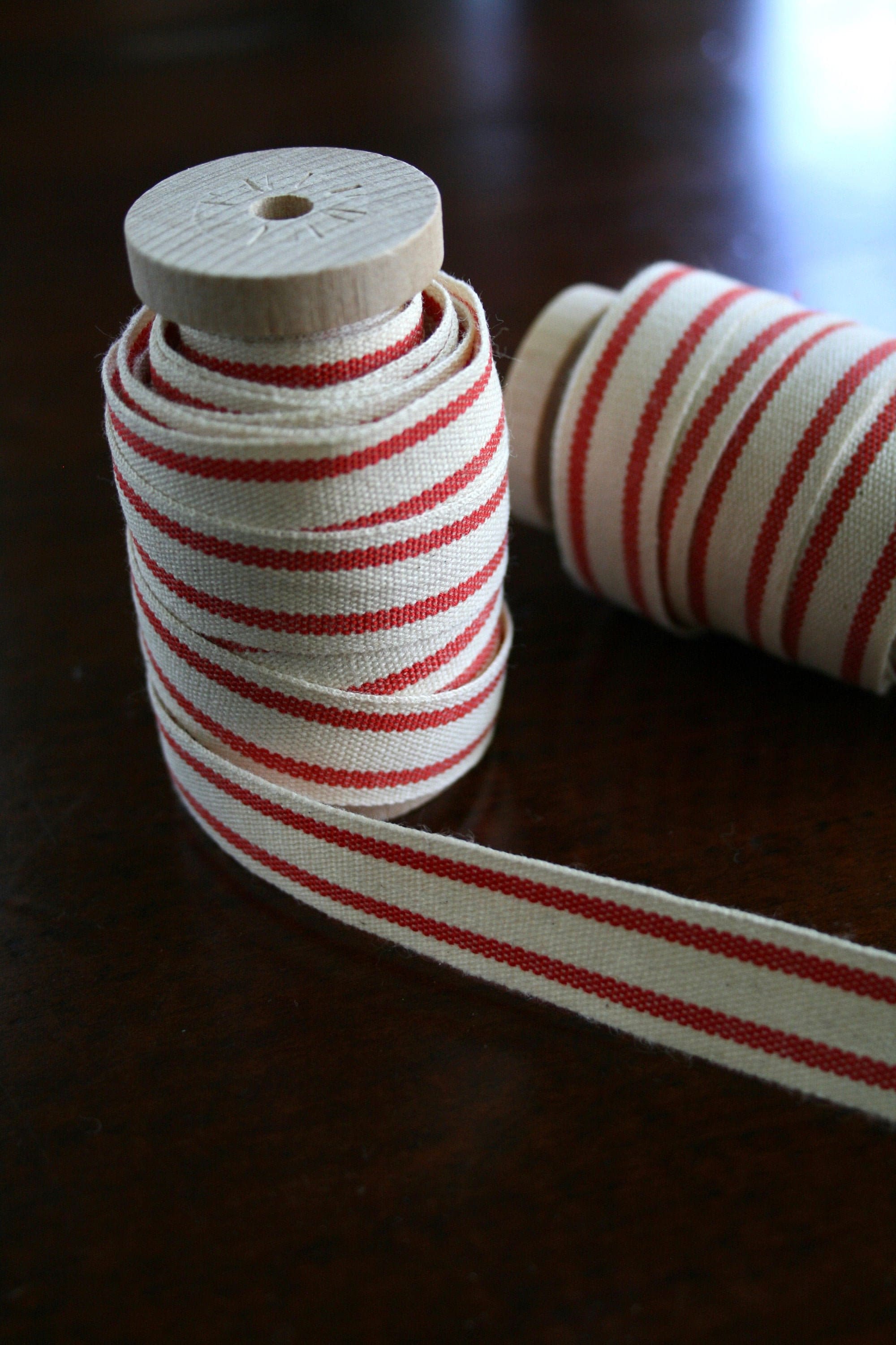 Red Striped Ribbon 5/8 inch Christmas Ribbon Cotton Striped | Etsy