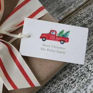 Christmas Gift Tags, Personalized Christmas Tags, Red Truck With Tree ...