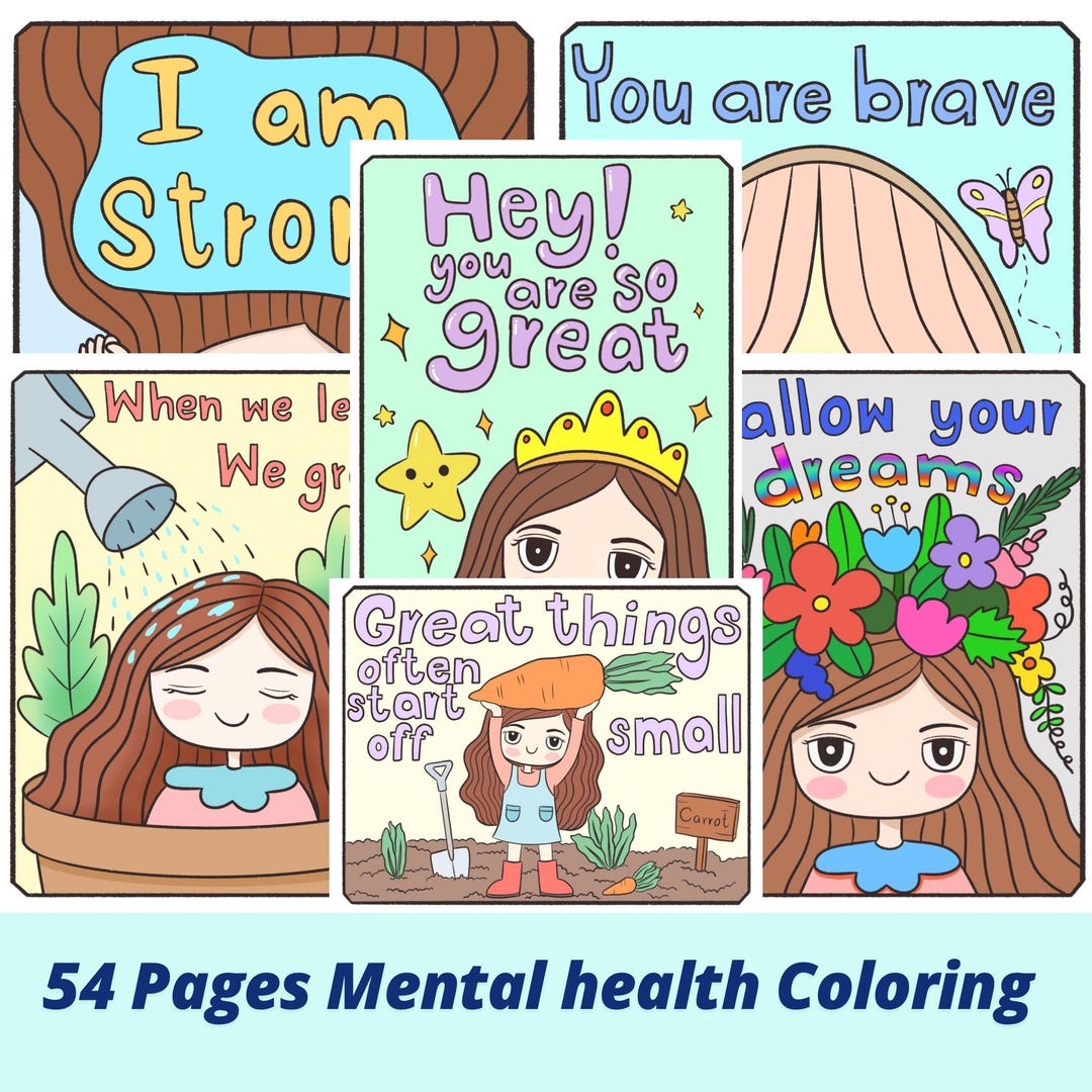 Mental Health Coloring Pages, Coloring Pages for Kids and Adults, Self ...