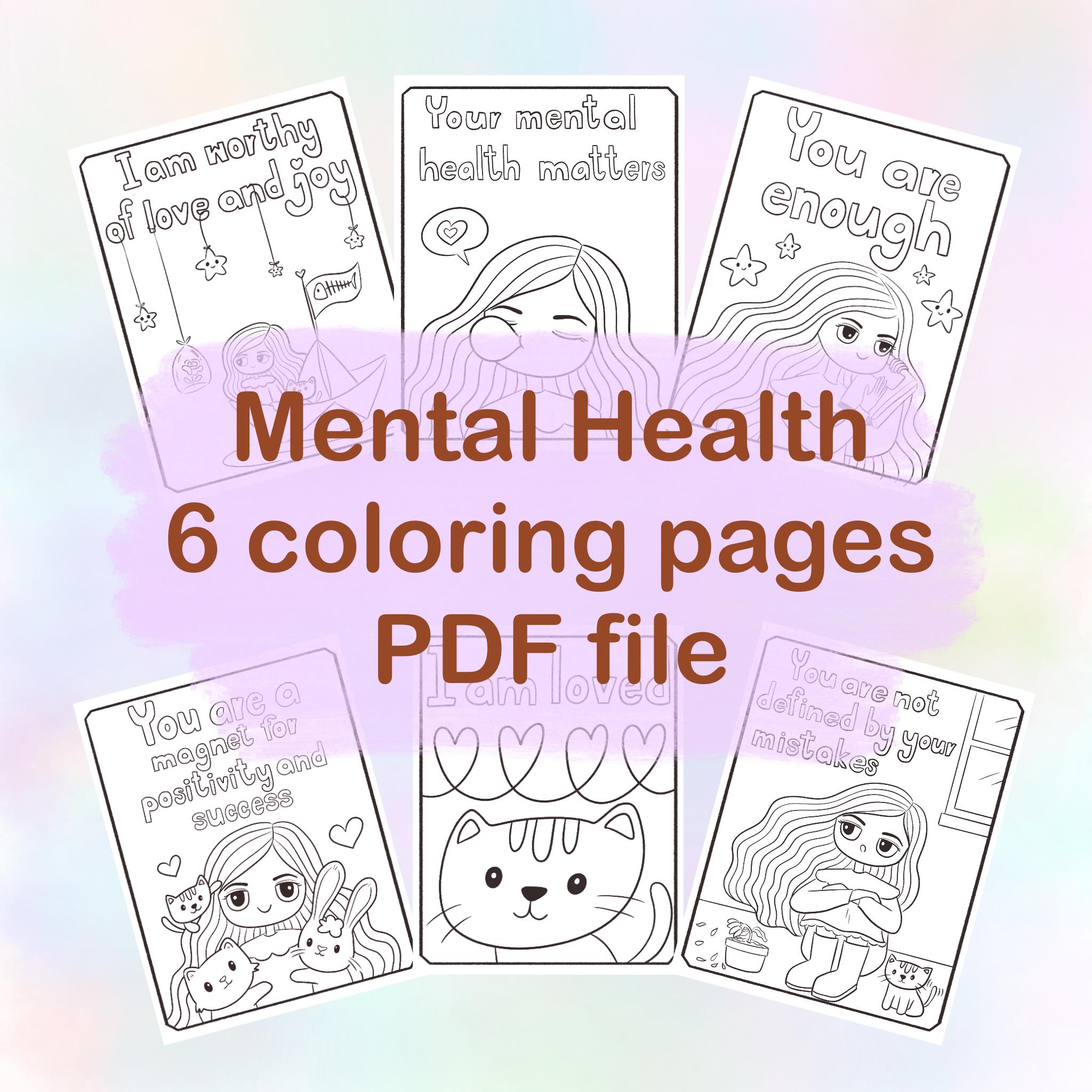 Mental Health Coloring Pages, Coloring Pages for Kids and Adults, Self ...