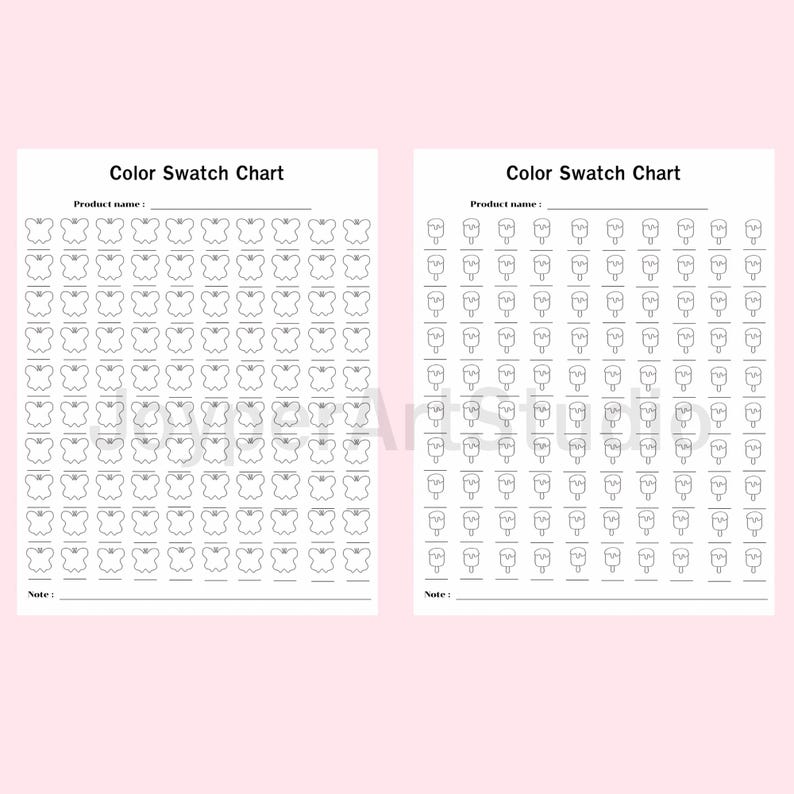 Cozy and Cute Swatch Charts, Printable Coloring Swatch Chart, Alcohol ...