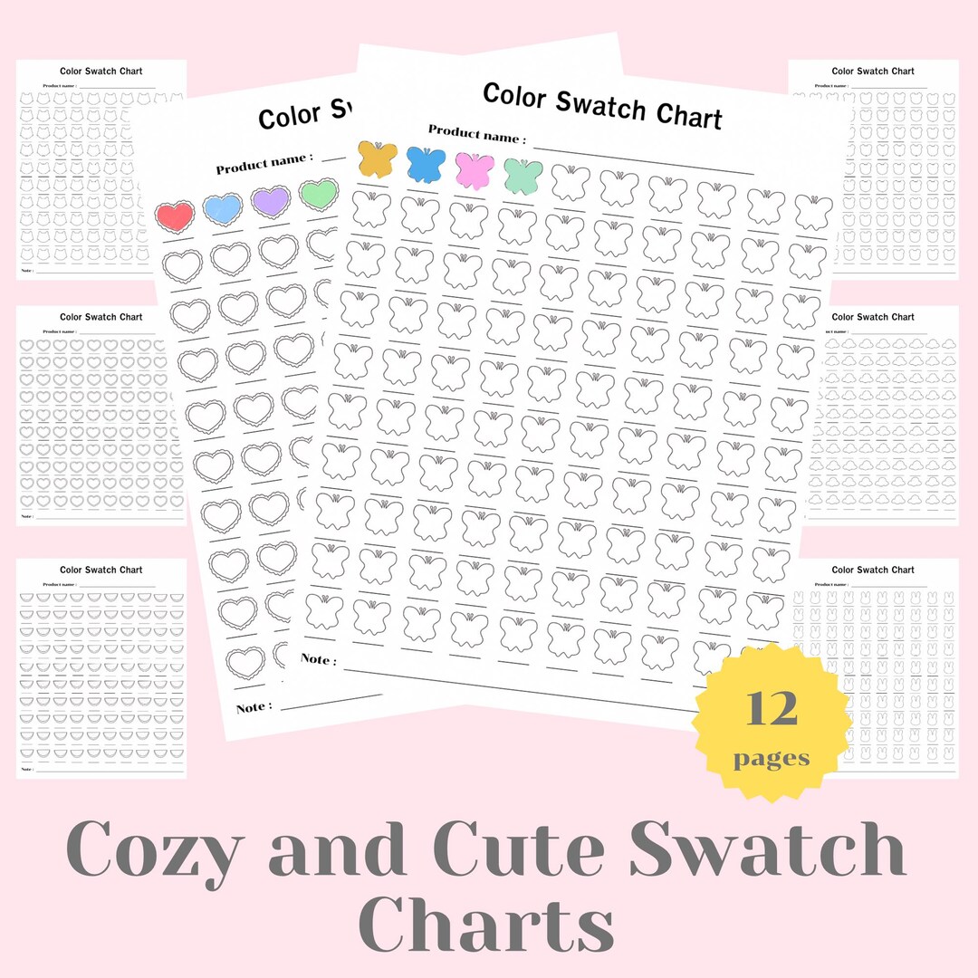 Cozy and Cute Swatch Charts, Printable Coloring Swatch Chart, Alcohol ...