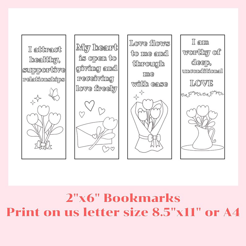 Printable Affirmation Coloring Bookmarks | Love Positive Quotes | Self ...