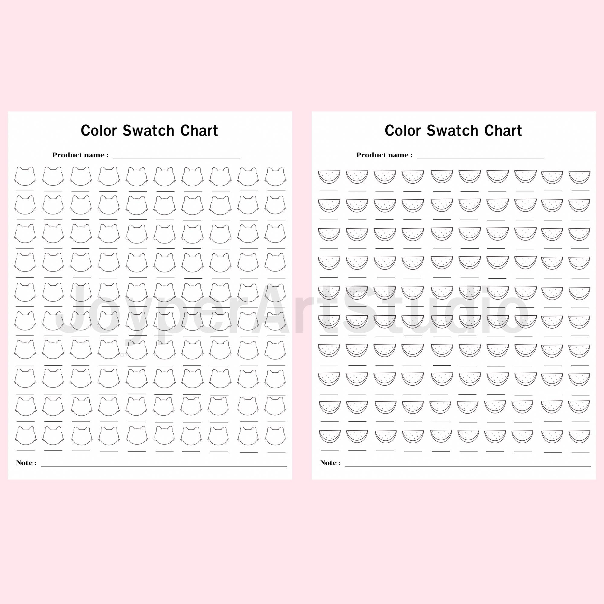 Cozy and Cute Swatch Charts, Printable Coloring Swatch Chart, Alcohol ...