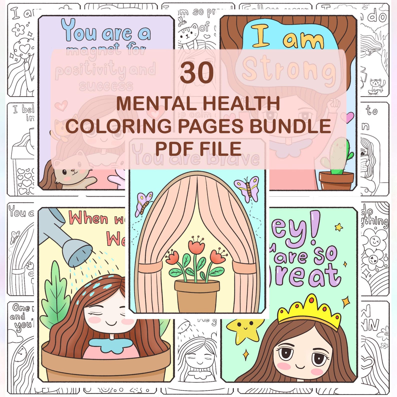 Motivational Mental Health Coloring Pages Bundle, Coloring Pages for ...