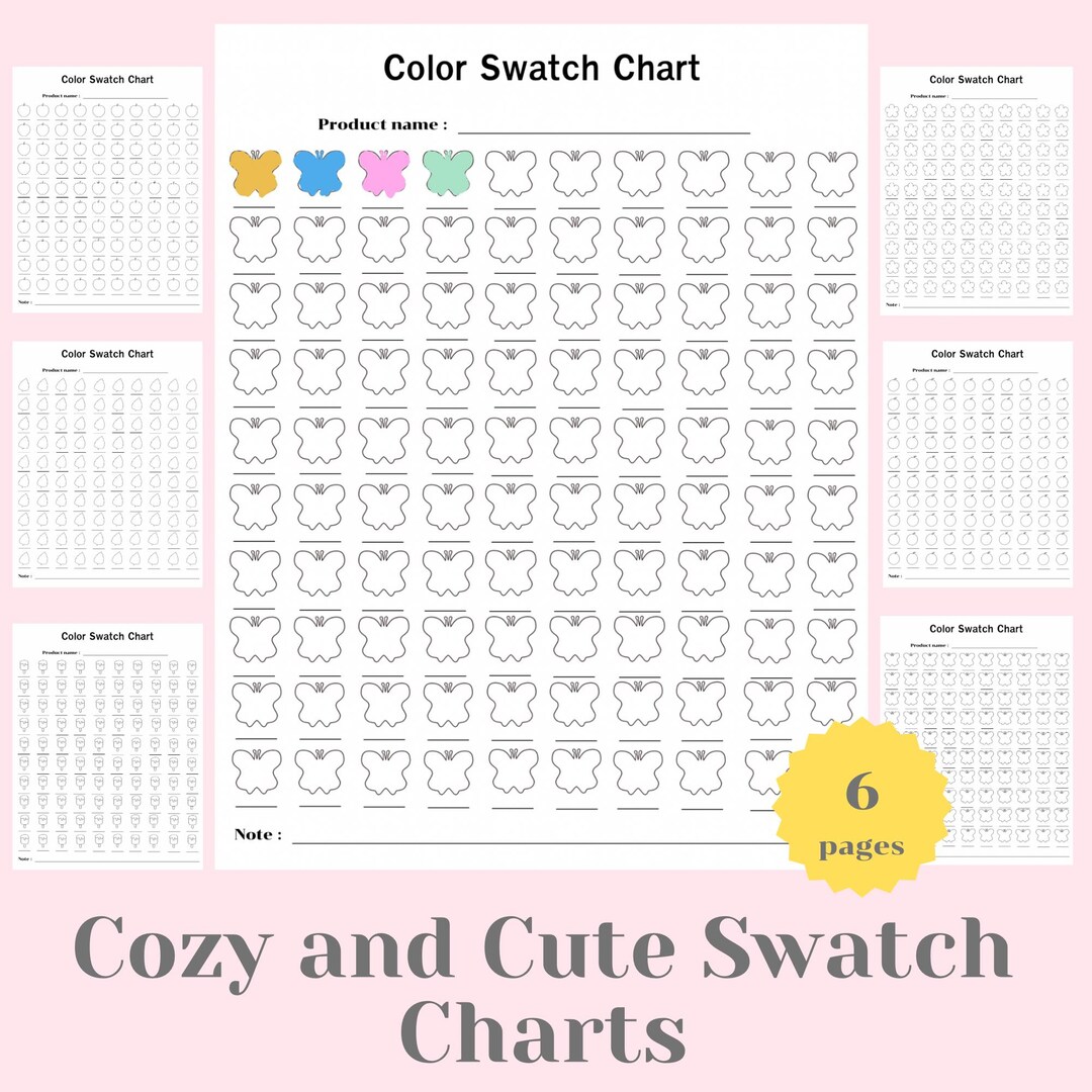 Cozy and Cute Swatch Charts, Printable Coloring Swatch Chart, Alcohol ...