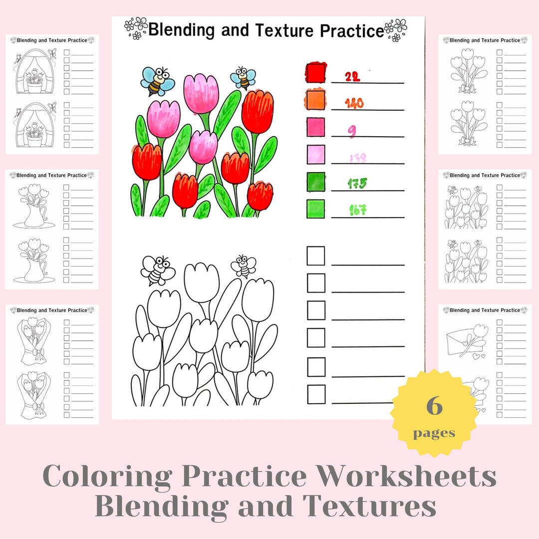 Coloring Practice Worksheets | Cute Pages to Practice Blending, Shading ...