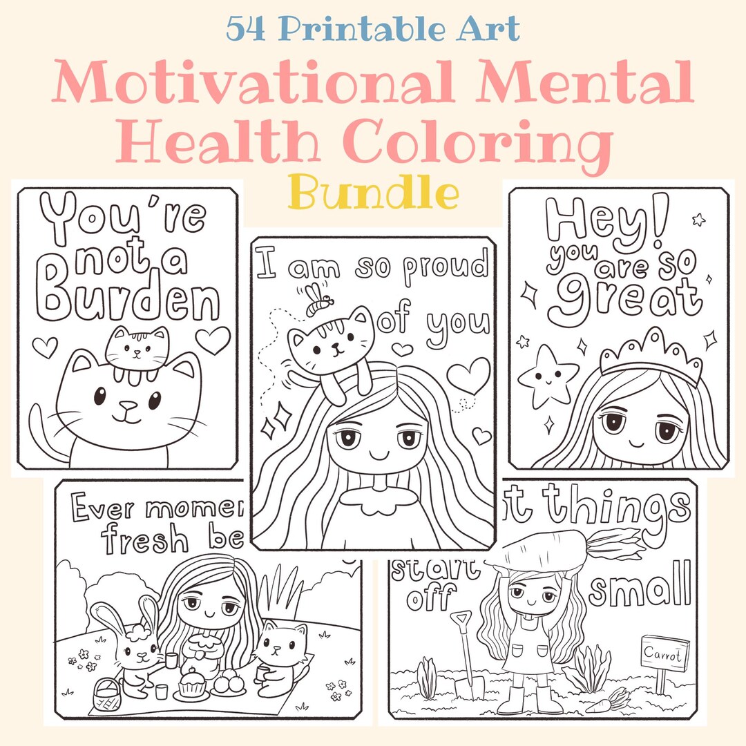 Mental Health Coloring Pages: 54 Self-care Affirmations (printable PDF ...
