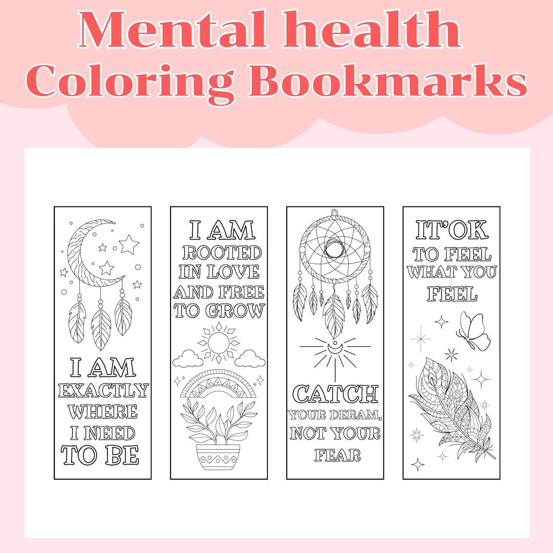 Boho Affirmation Bookmarks: Mental Health Coloring, Anxiety Relief (PDF ...