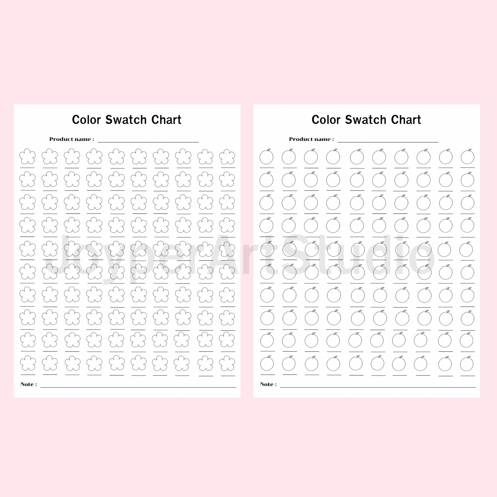 Cozy and Cute Swatch Charts, Printable Coloring Swatch Chart, Alcohol ...
