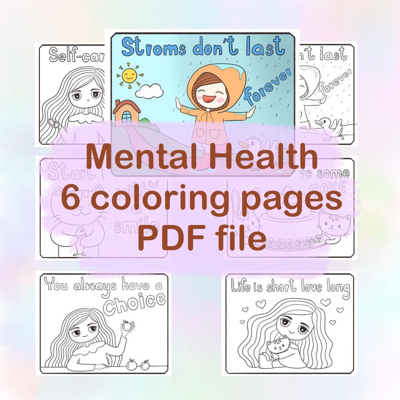 Mental Health Coloring Pages, Coloring Pages for Kids and Adults, Self ...