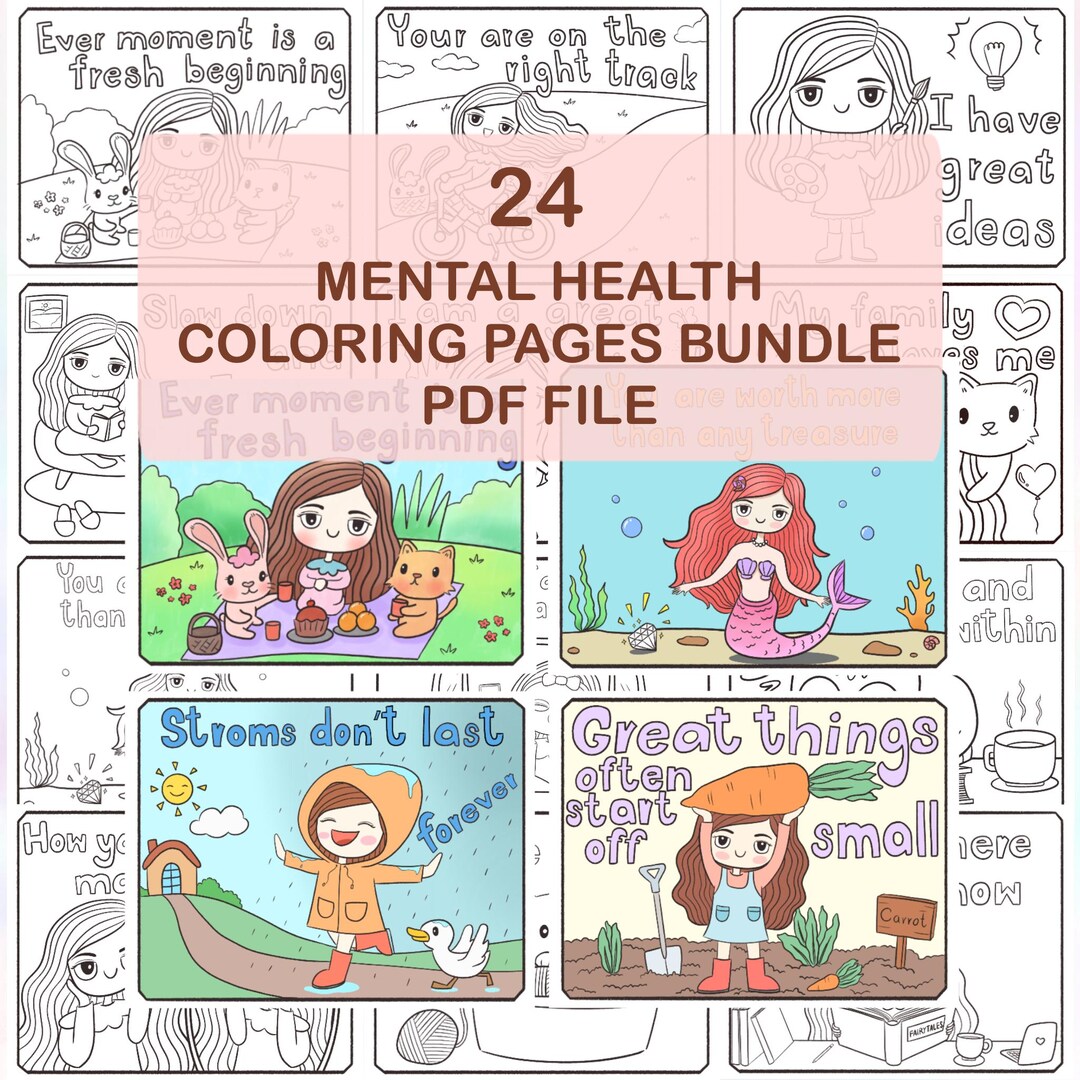Mental Health Coloring Pages, Coloring Pages for Kids and Adults, Self ...