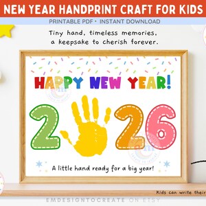 New Year 2026 Handprint Craft, Printable New Years Handprint Art ...