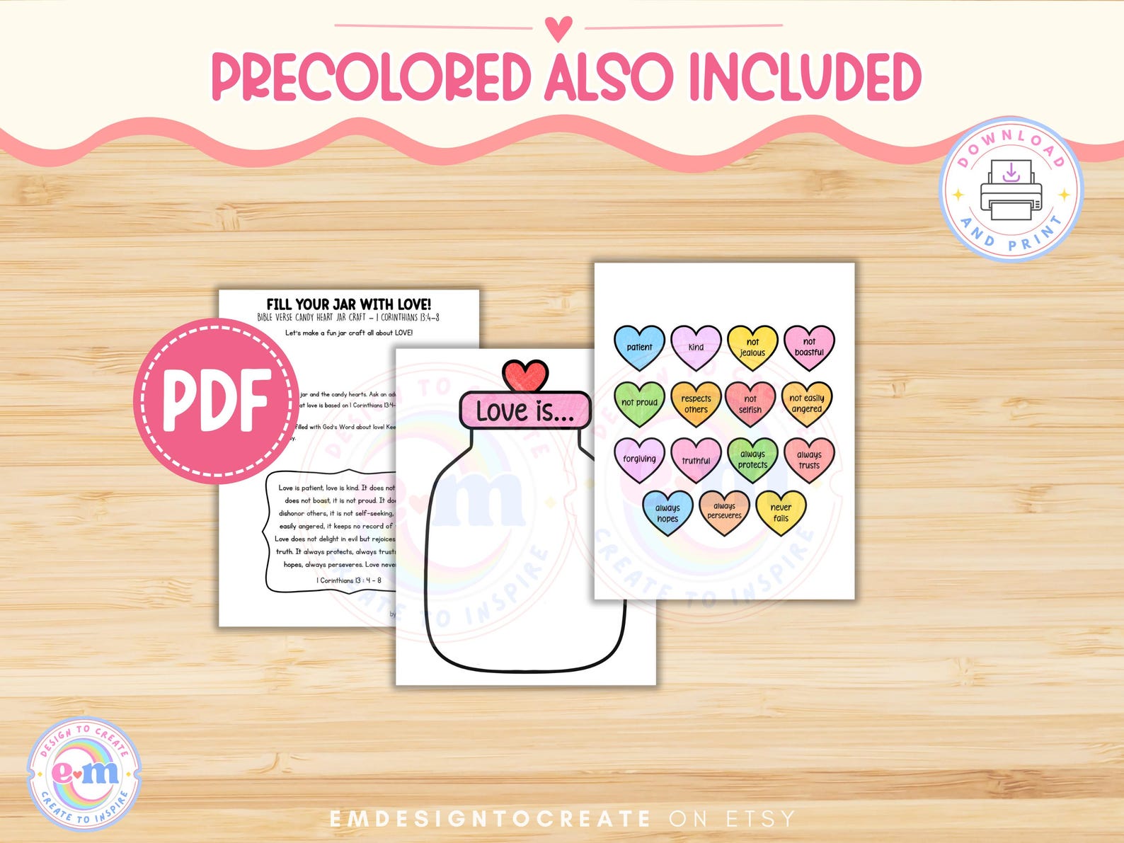 Valentine's Day Jar of Love Bible Lesson Craft, Printable Christian ...