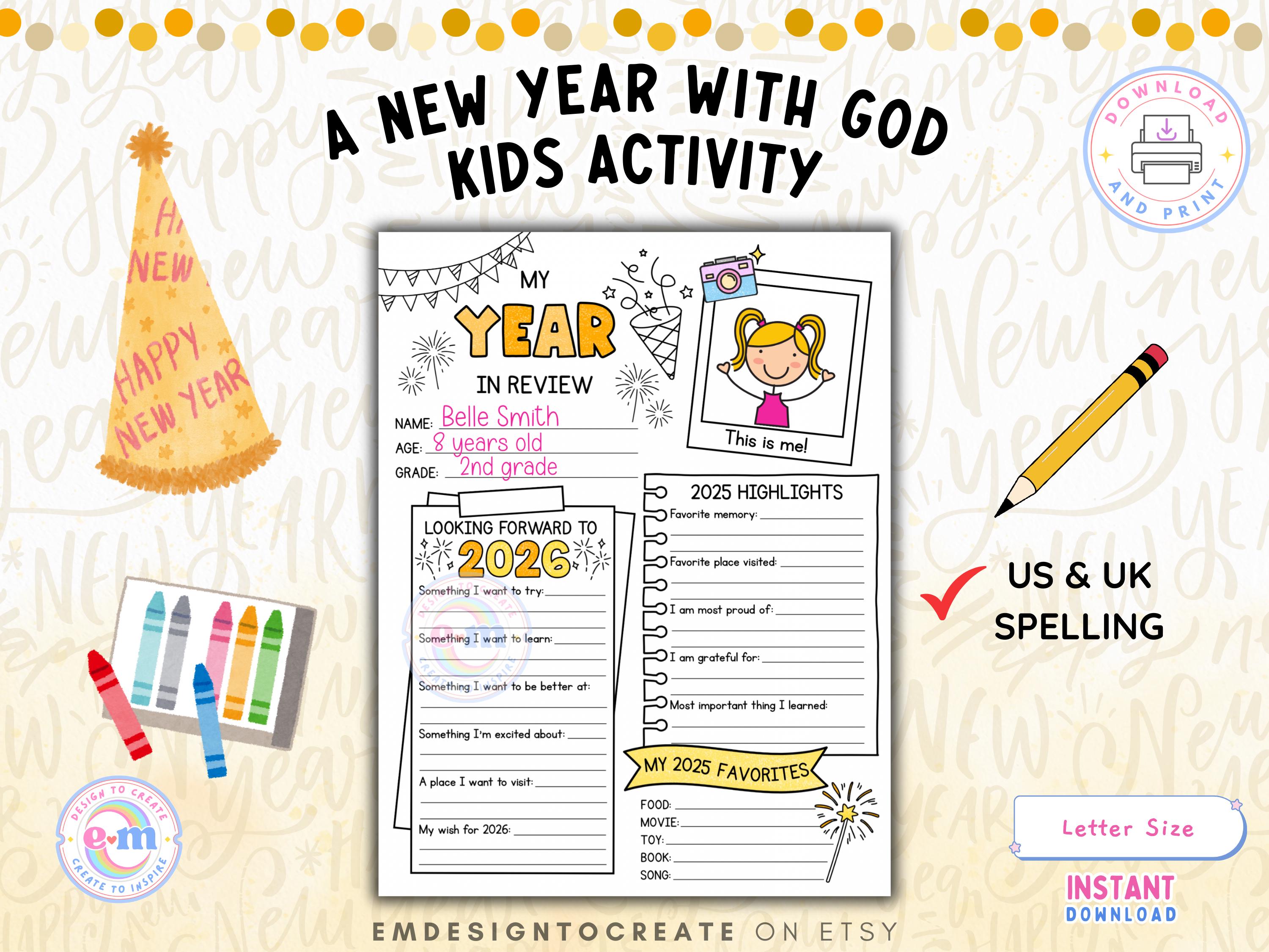 Christian Kids New Year’s Resolution Printable: New Year Goals ...