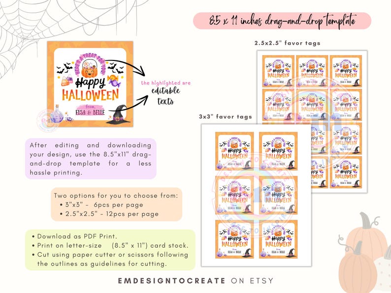 Editable Halloween Tags, Printable Trick or Treat Tag, Here's a Treat ...