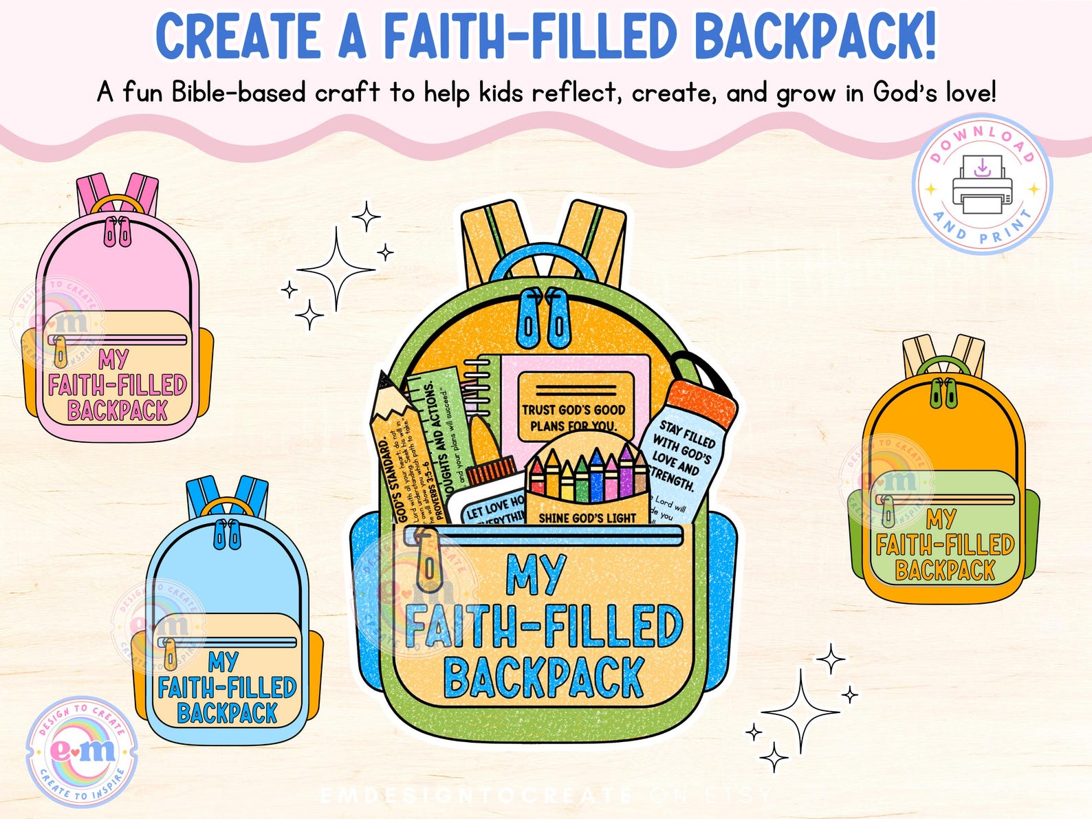 Back to School Bible Craft, Backpack Bible Lesson Craft for Kids ...