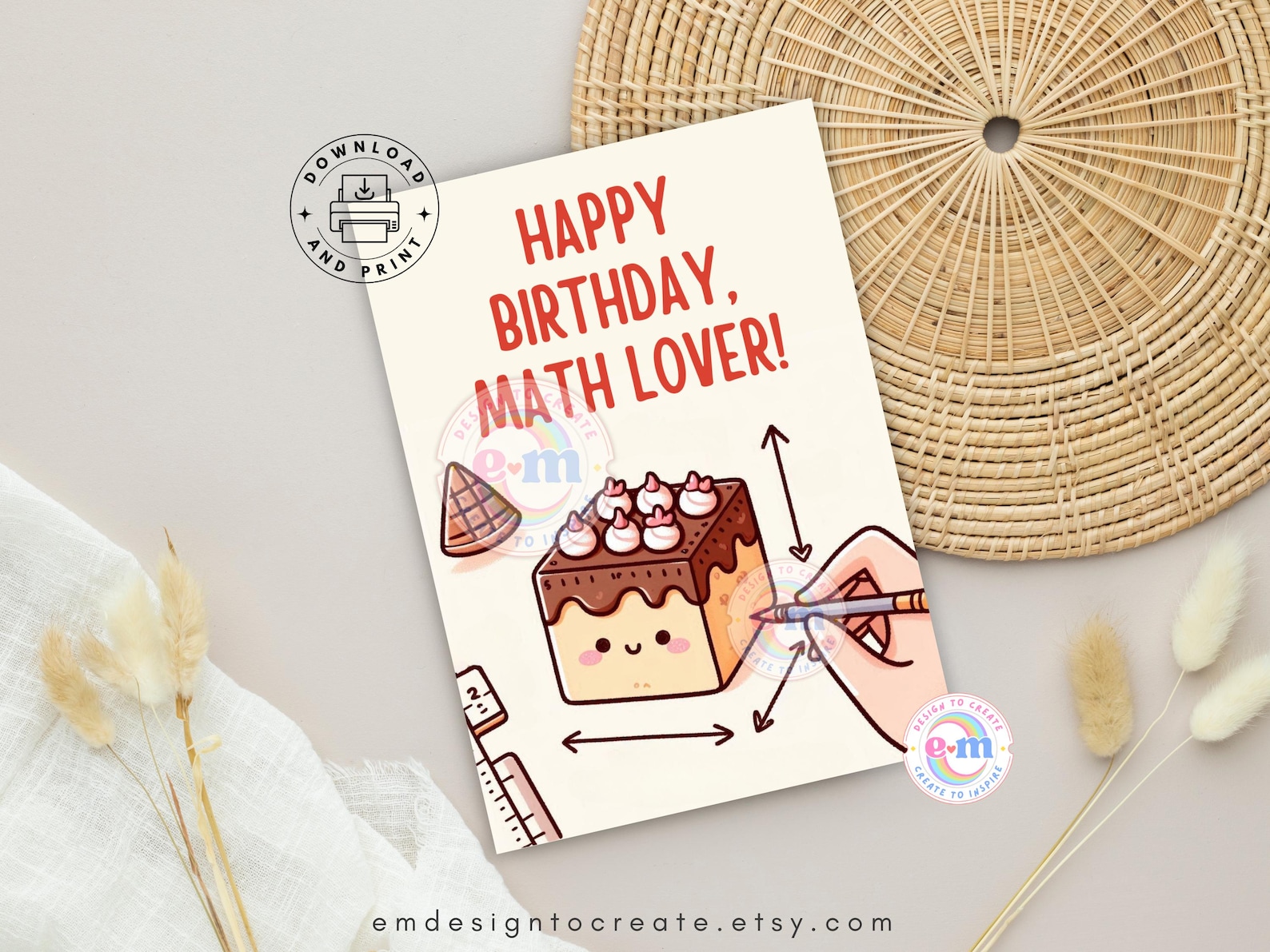 Cute Birthday Card for Math Lover, Happy Birthday Greeting Card for ...