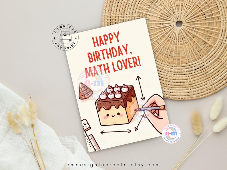 Cute Birthday Card for Math Lover, Happy Birthday Greeting Card for ...