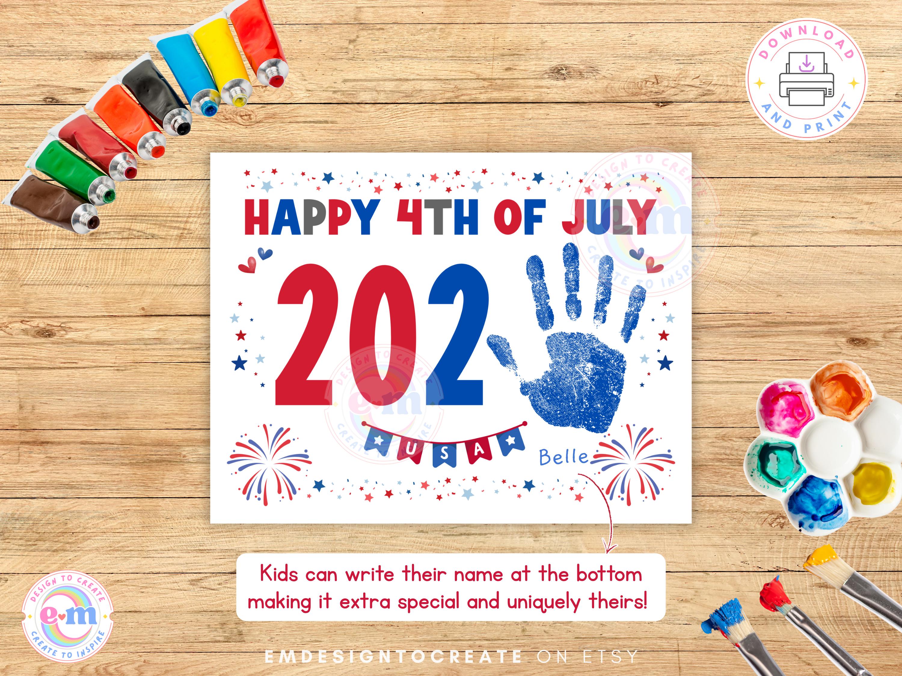 4th of July 2025 Handprint Craft, PRINTABLE Handprint Fourth of July ...