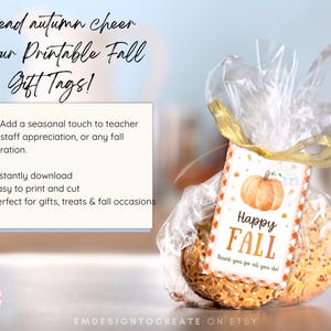 Happy Fall Gift Tags, Printable Teacher and Staff Appreciation Tags ...