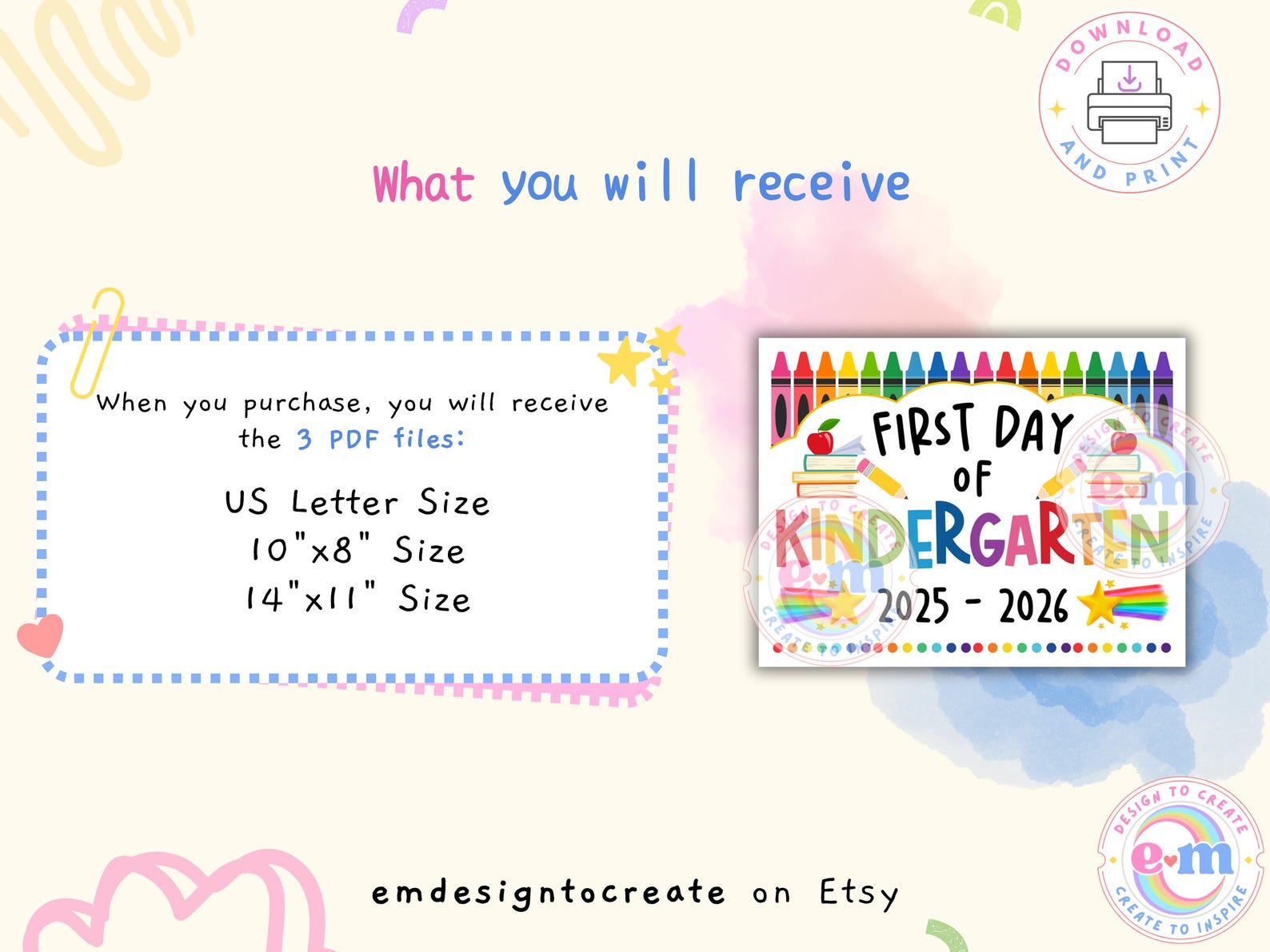 First Day of Kindergarten Sign, PRINTABLE First Day of School Sign ...