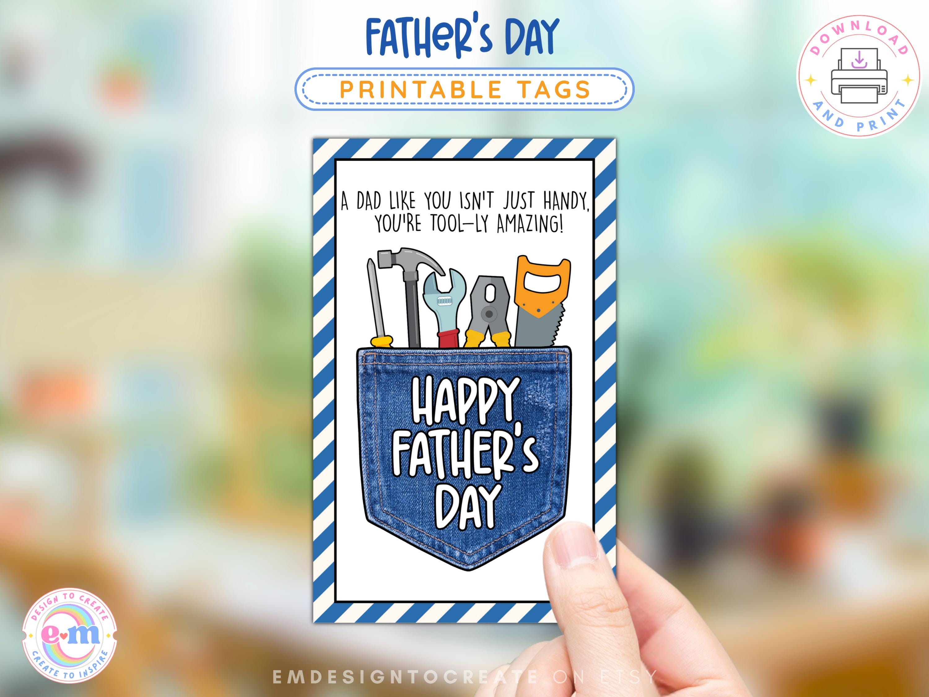 Father's Day Tags, PRINTABLE Happy Father's Day Gift Tags, Toolbox ...