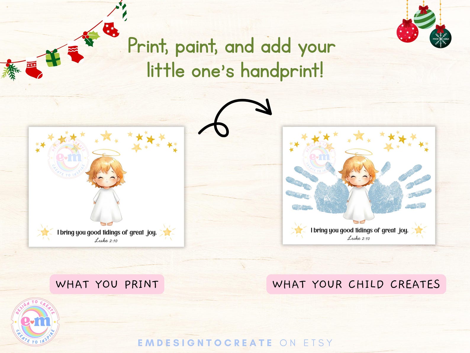 Angel Wings Handprint Art Printable, Christmas Sunday School Craft ...