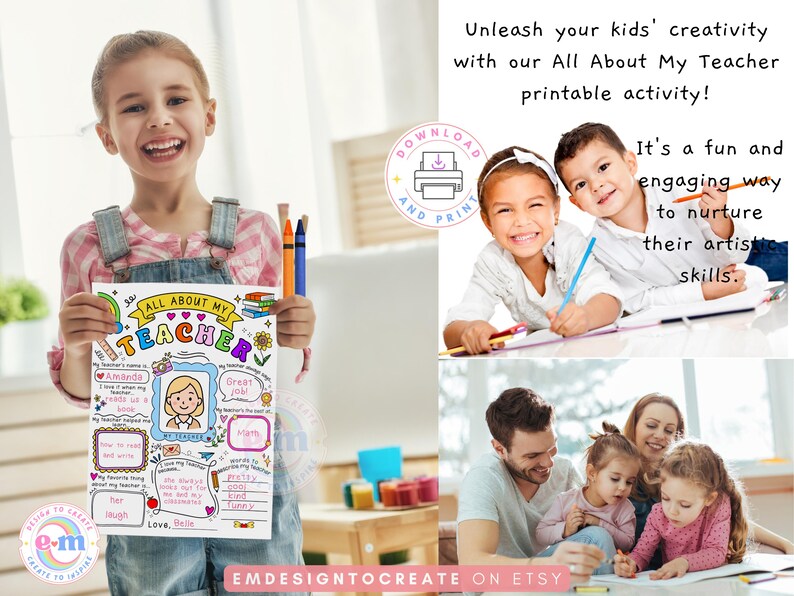 Teacher Appreciation Week Printable for Kids, All About My Teacher ...