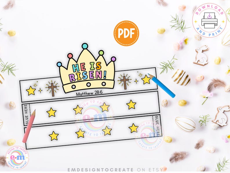He is Risen Paper Crown Craft Printable | Sunday School Easter Crown ...