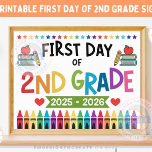 First Day of 2nd Grade Sign PRINTABLE, First Day of School Sign, Back ...