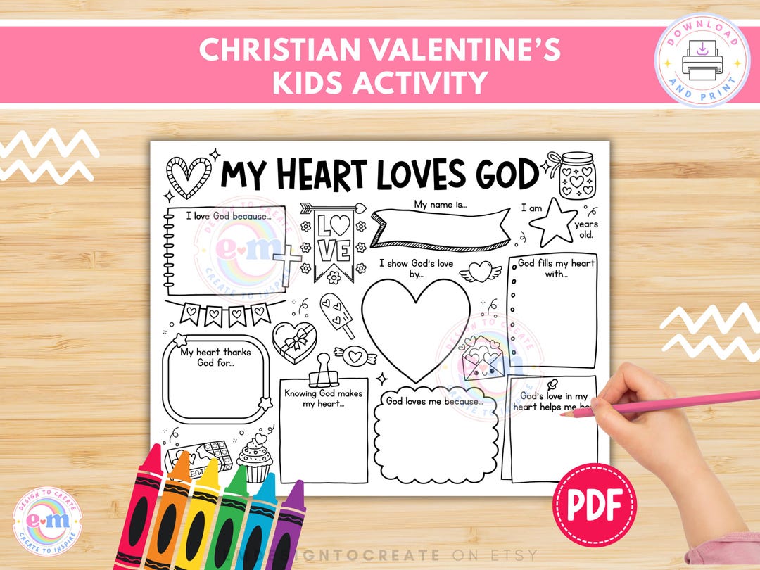 Valentine’s Day Christian Activity for Kids: Printable Sunday School ...