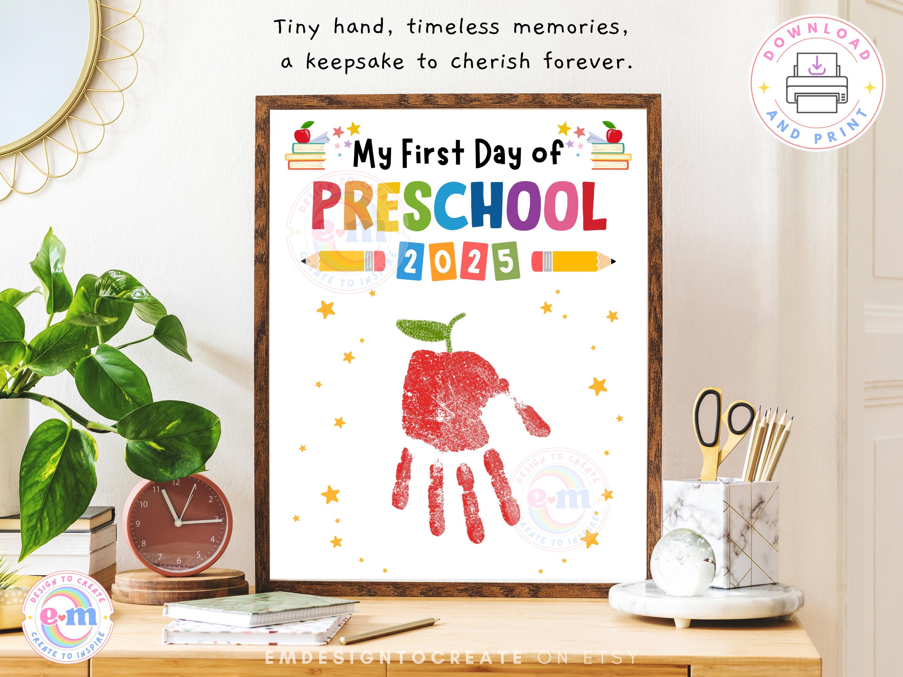 First Day of Preschool Handprint Craft, Back to School 2025 PRINTABLE ...