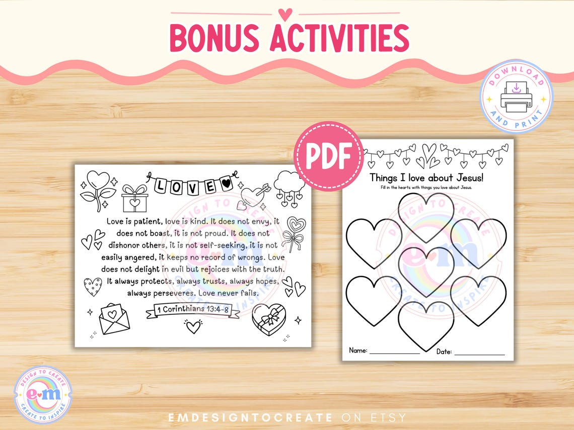 Christian Valentine's Day Bible Lesson Craft Printable, Love is Patient ...
