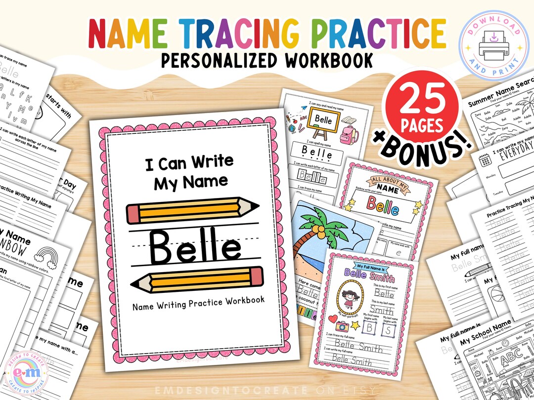Personalized Name Tracing Worksheets, Custom I Know My Name Workbook ...
