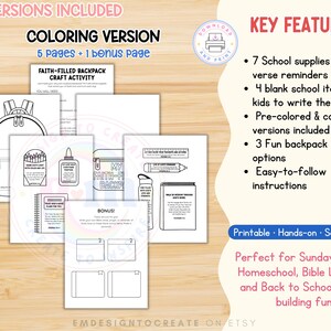 Back to School Bible Craft, Backpack Bible Lesson Craft for Kids ...