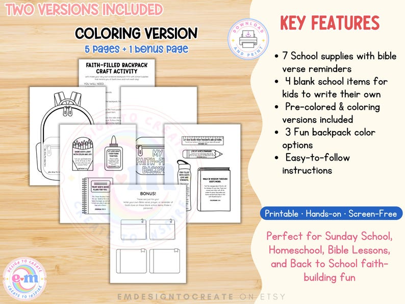 Back to School Bible Craft, Backpack Bible Lesson Craft for Kids ...