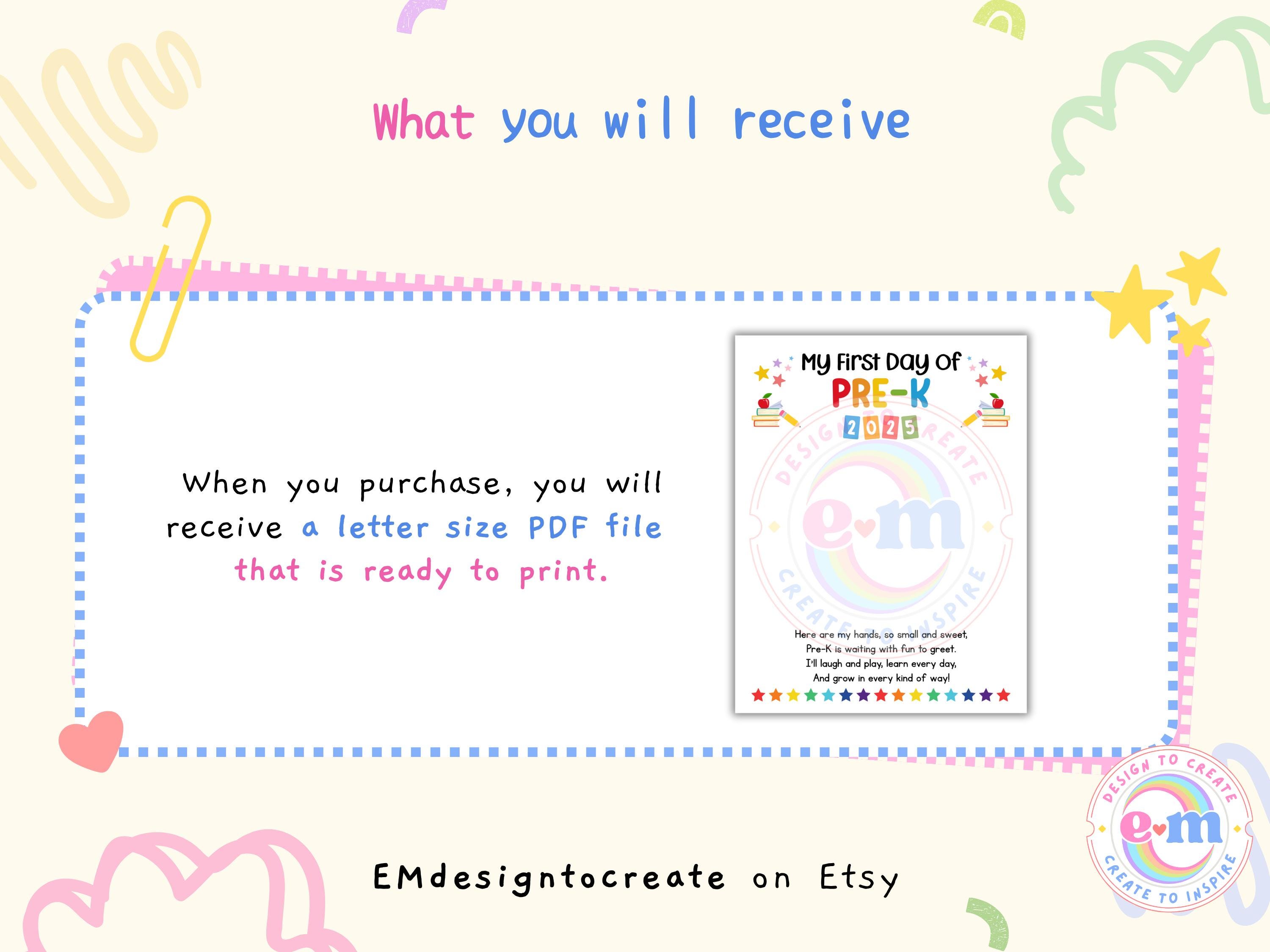 My First Day of Pre-k Handprint Art, PRINTABLE First Day of School 2025 ...