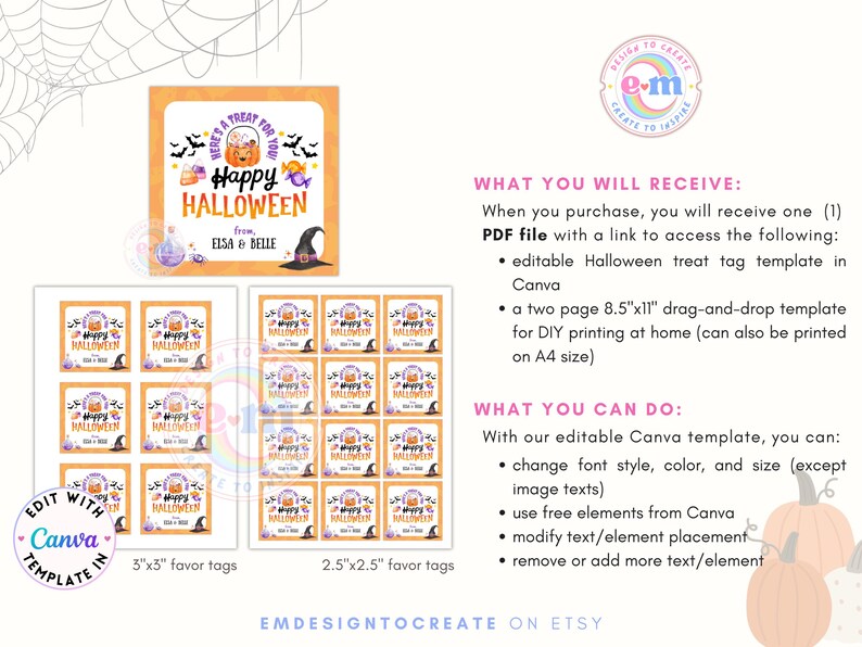 Editable Halloween Tags, Printable Trick or Treat Tag, Here's a Treat ...