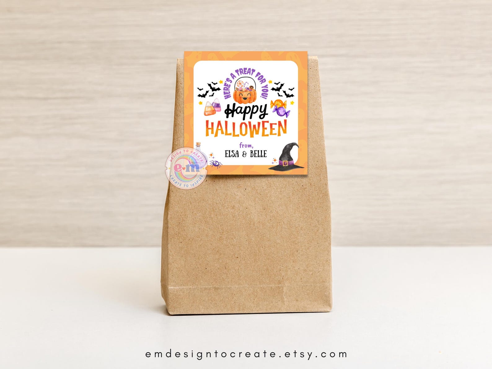 Editable Halloween Tags, Printable Trick or Treat Tag, Here's a Treat ...