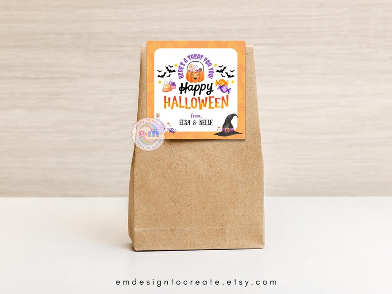 Editable Halloween Tags, Printable Trick or Treat Tag, Here's a Treat ...